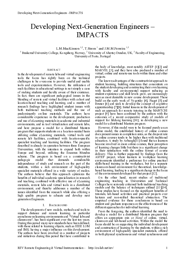 (PDF) Developing Next-Generation Engineers -. IMPACTS