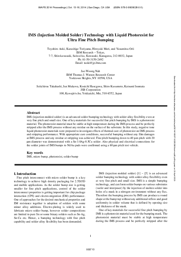 (PDF) IMS (Injection Molded Solder) Technology with Liquid Photoresist ...
