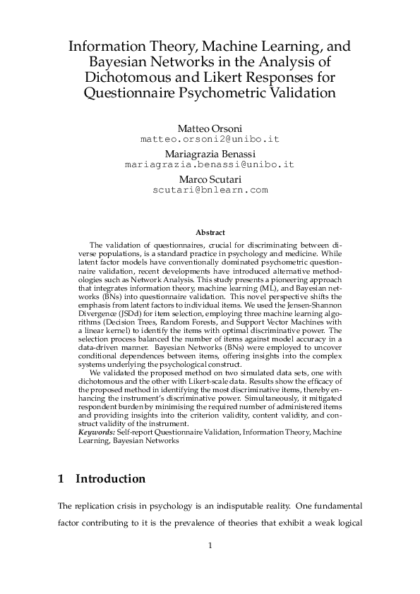 (PDF) Information Theory, Machine Learning, and Bayesian Networks in the Analysis of Dichotomous ...