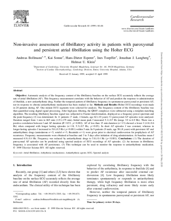 (PDF) Non-invasive assessment of fibrillatory activity in patients with paroxysmal and ...