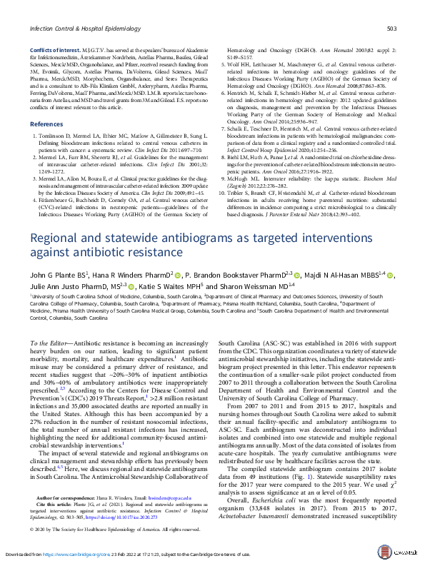 (PDF) Regional and statewide antibiograms as targeted interventions ...