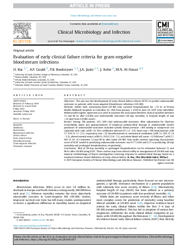 (PDF) Evaluation of early clinical failure criteria in Enterococcus ...