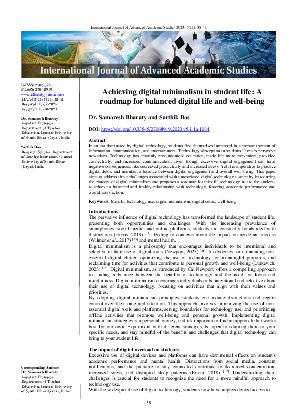 (PDF) Achieving digital minimalism in student life: A roadmap for ...