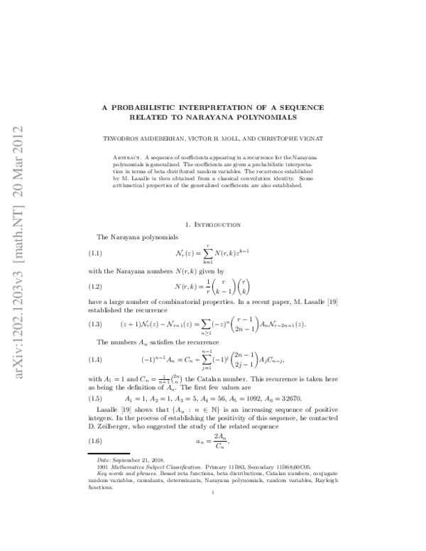 (PDF) A new proof of a Conjecture by D. Zeilberger about Catalan numbers