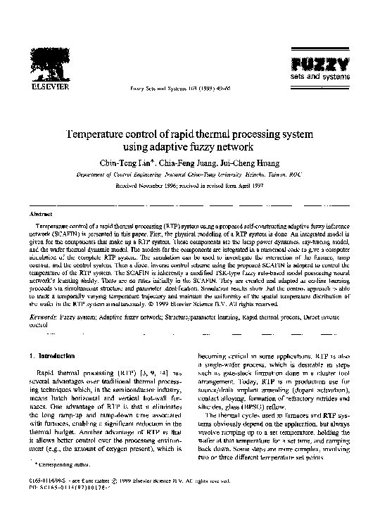 (PDF) Temperature control of rapid thermal processing system using ...