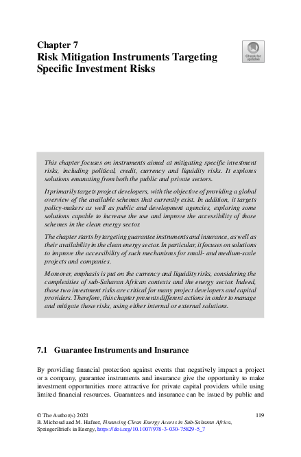 (PDF) Risk Mitigation Instruments Targeting Specific Investment Risks