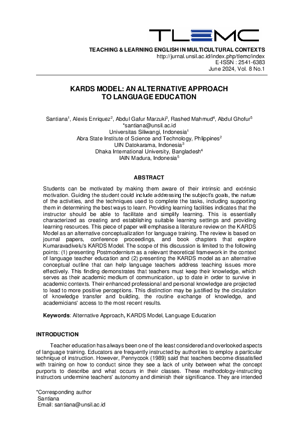 (PDF) KARDS Model: An Alternative Approach to Language Education