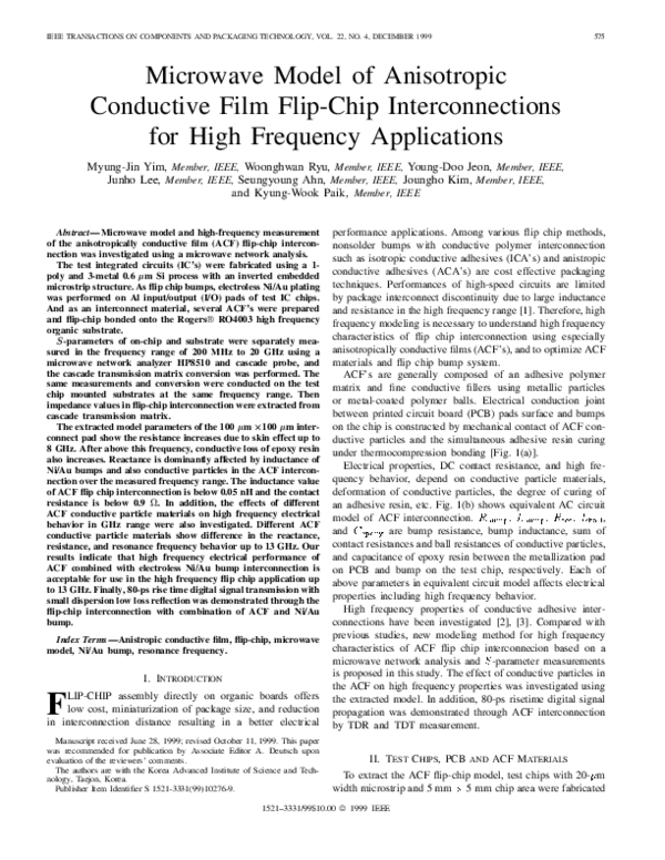 (PDF) Microwave model of anisotropic conductive film flip-chip ...
