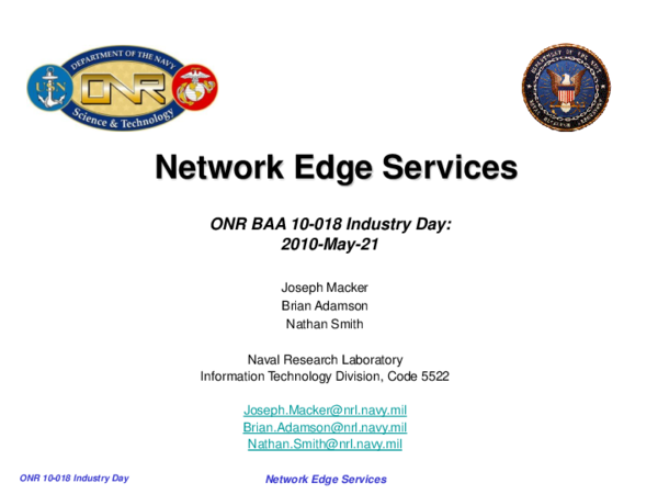 (PDF) Network edge services