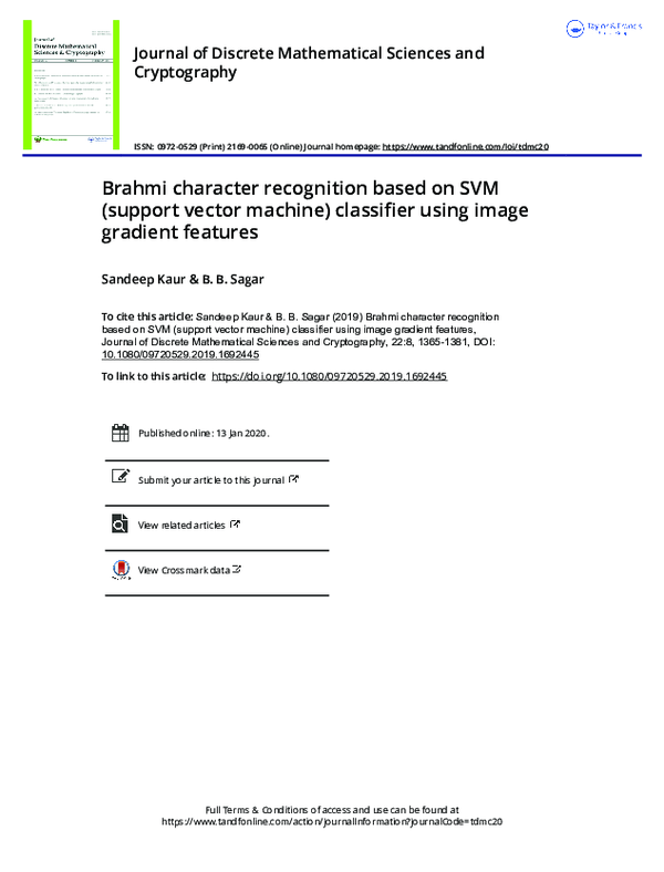 (PDF) Brahmi character recognition based on SVM (support vector machine) classifier using image ...