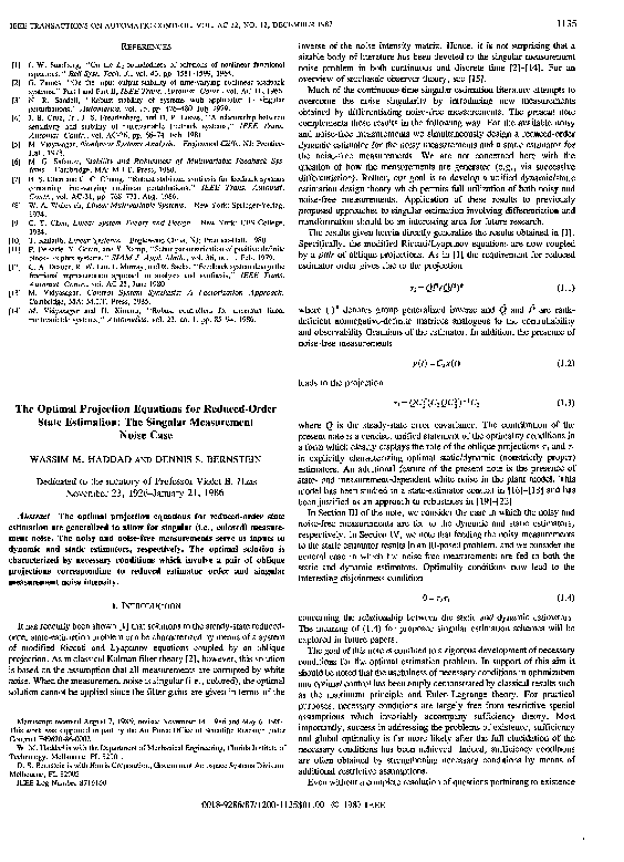 (PDF) The optimal projection equations for reduced-order state ...