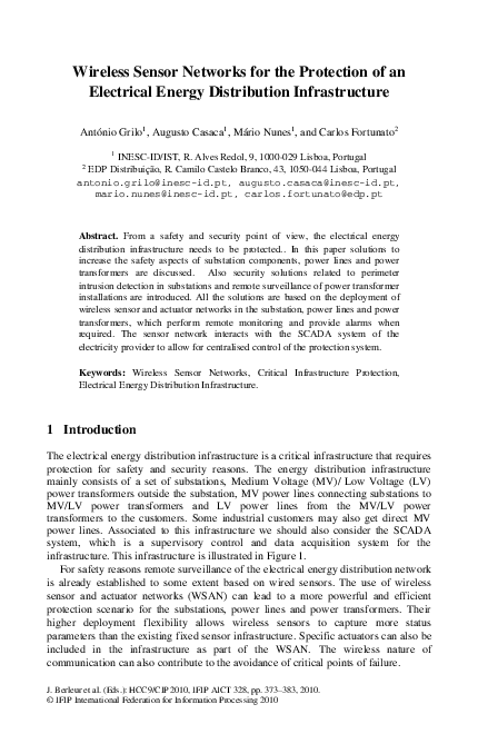 (PDF) Wireless Sensor Networks for the Protection of an Electrical Energy Distribution ...