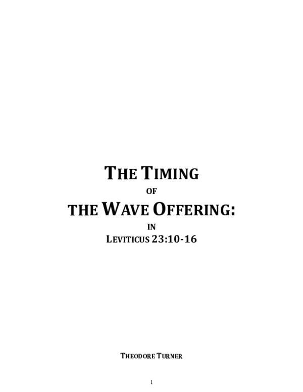 (PDF) The Timing of the Wave Offering in Leviticus 23 vs. 10-14