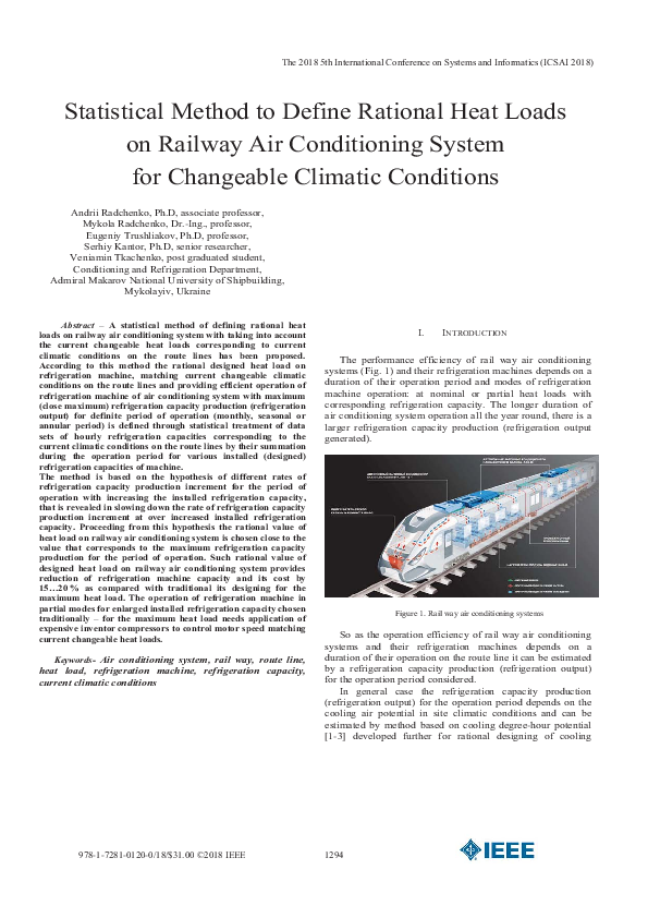 (PDF) Statistical Method to Define Rational Heat Loads on Railway Air ...