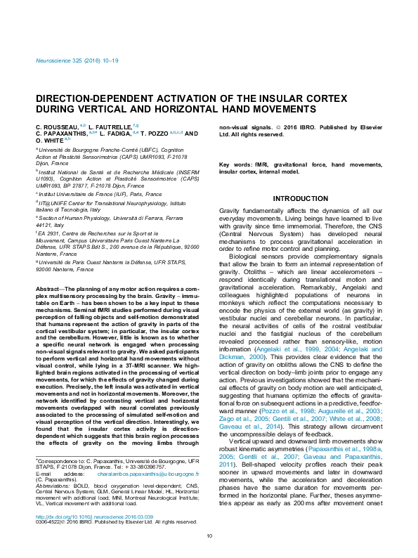 (PDF) Direction-dependent activation of the insular cortex during ...