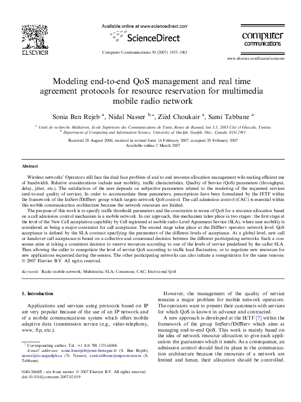(PDF) Modeling end-to-end QoS management and real time agreement protocols for resource ...