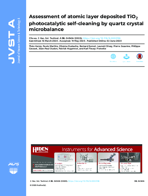 (PDF) Assessment of atomic layer deposited TiO2 photocatalytic self ...