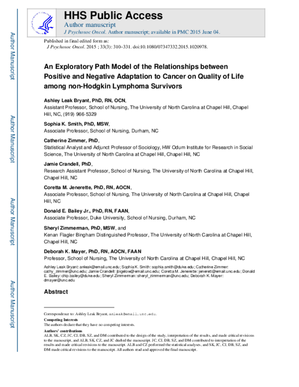 (PDF) An Exploratory Path Model of the Relationships Between Positive ...