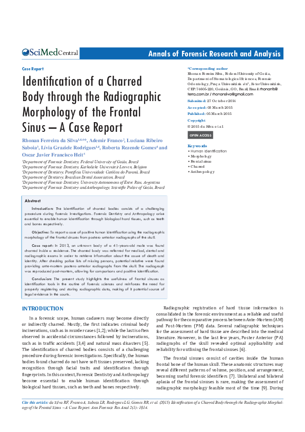 (PDF) Identification of a Charred Body through the Radiographic ...