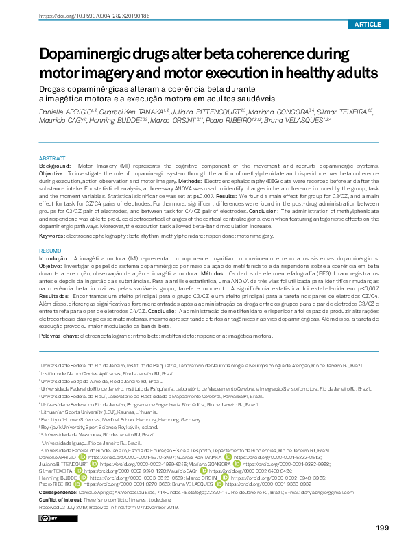 (PDF) Dopaminergic drugs alter beta coherence during motor imagery and ...