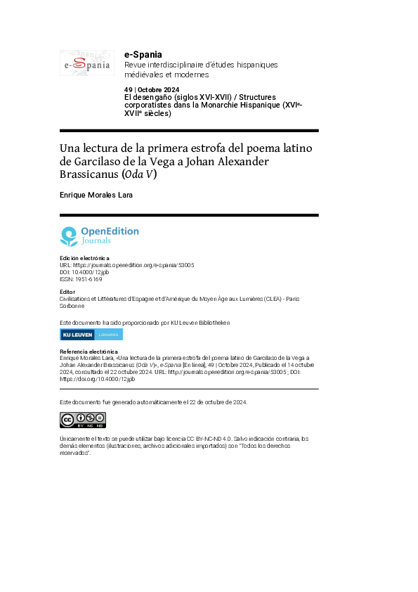 (PDF) Una lectura de la primera estrofa del poema latino de Garcilaso ...
