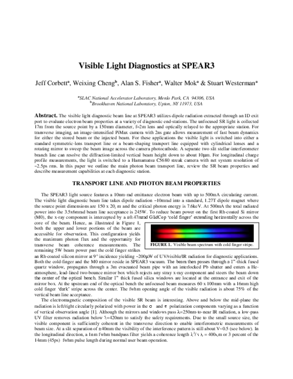 (PDF) Visible Light Diagnostics at SPEAR3 | Walter Mok - Academia.edu