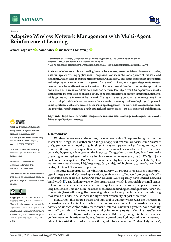 (PDF) Adaptive Wireless Network Management with Multi-Agent Reinforcement Learning