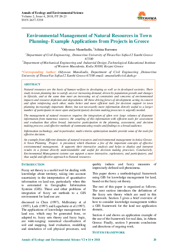 (PDF) Environmental Management of Natural Resources in Town Planning ...