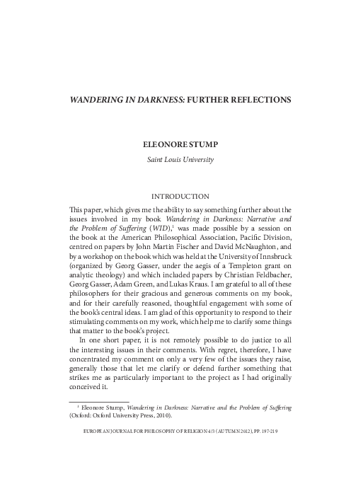 (PDF) Wandering in Darkness: Further Reflections