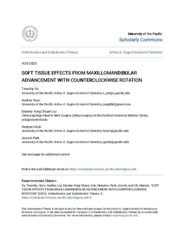 (PDF) Soft Tissue Effects from Maxillomandibular Advancement with ...