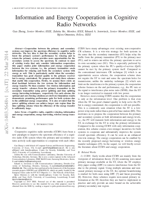 (PDF) A MANUSCRIPT ACCEPTED IN THE IEEE TRANSACTIONS ON SIGNAL ...