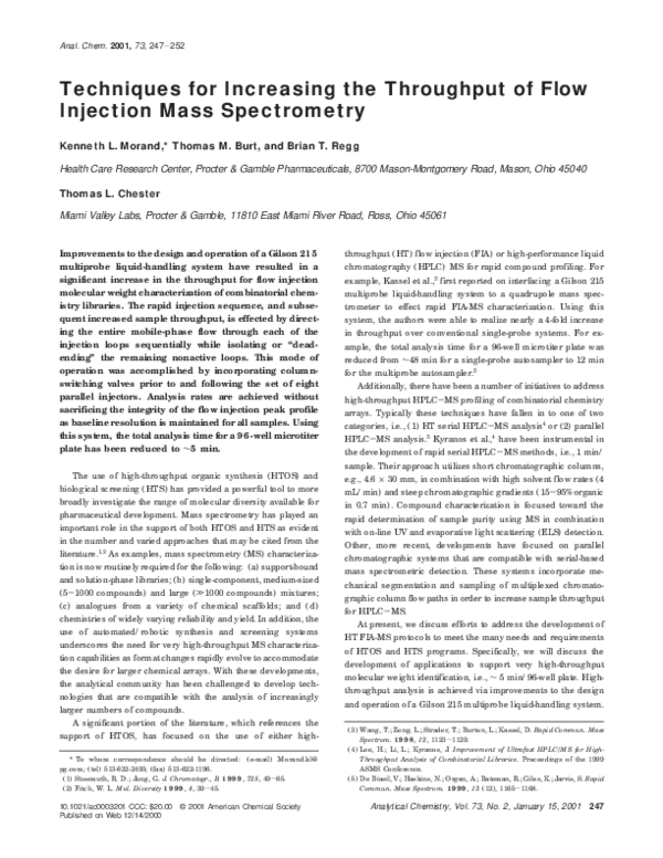 (PDF) Techniques for Increasing the Throughput of Flow Injection Mass ...