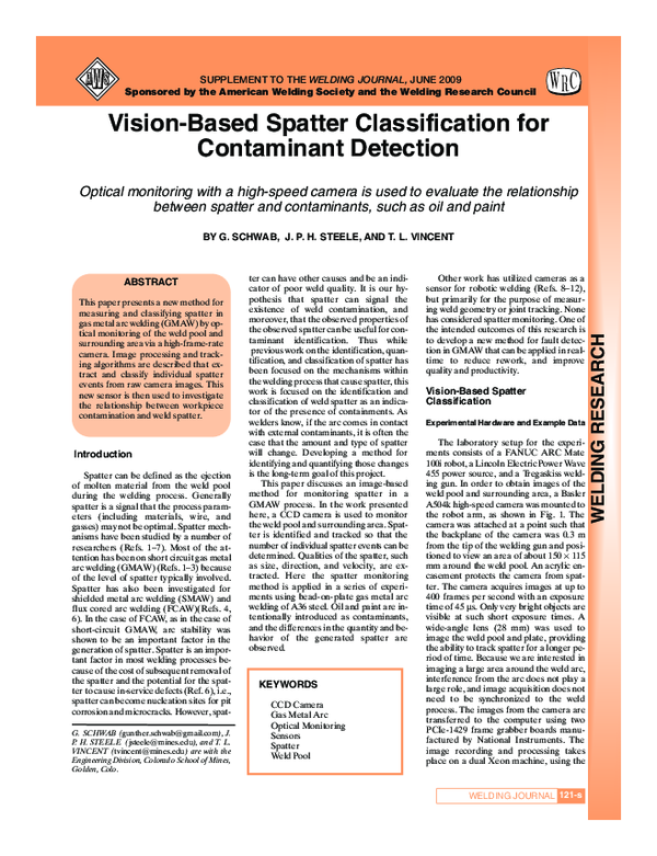 (PDF) Vision-Based Spatter Classification for Contaminant Detection