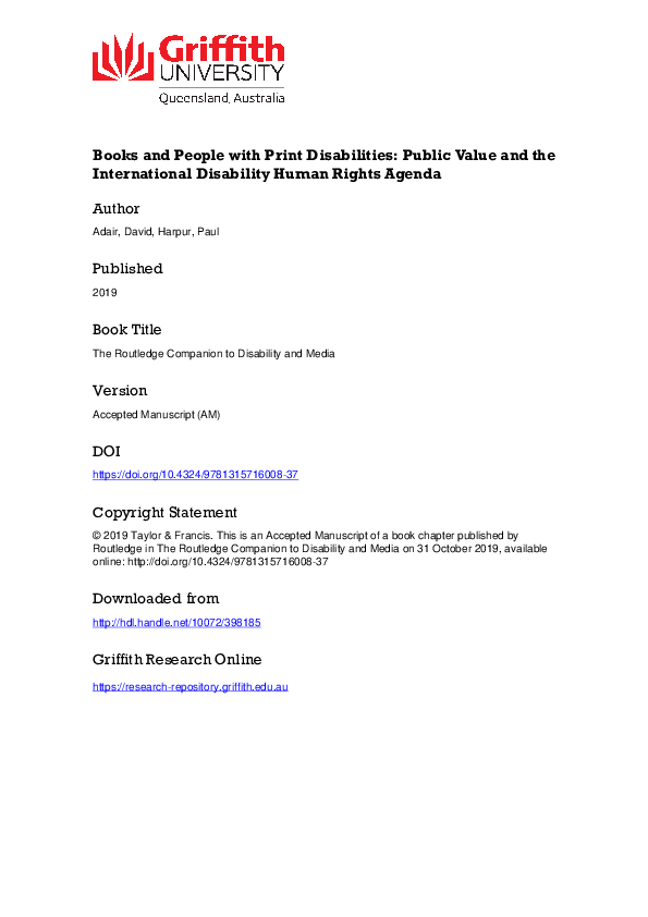 (PDF) Books and People with Print Disabilities