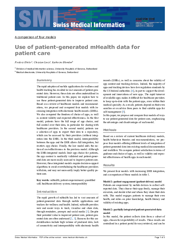 (PDF) Using of Patient-Generated mHealth Data for Patient Care: a ...