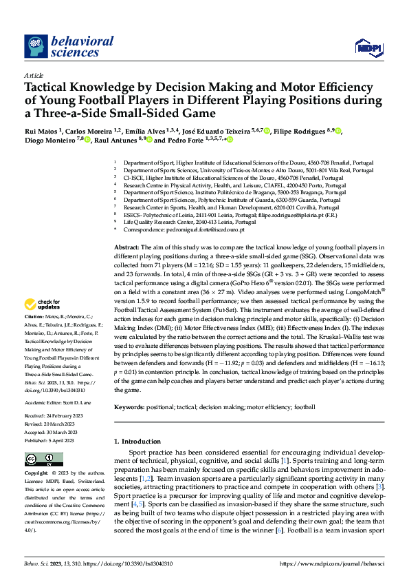 (PDF) Tactical Knowledge by Decision Making and Motor Efficiency of ...