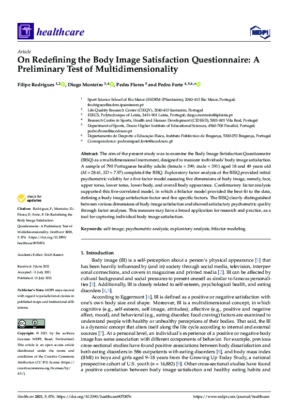 (PDF) On Redefining the Body Image Satisfaction Questionnaire: A ...