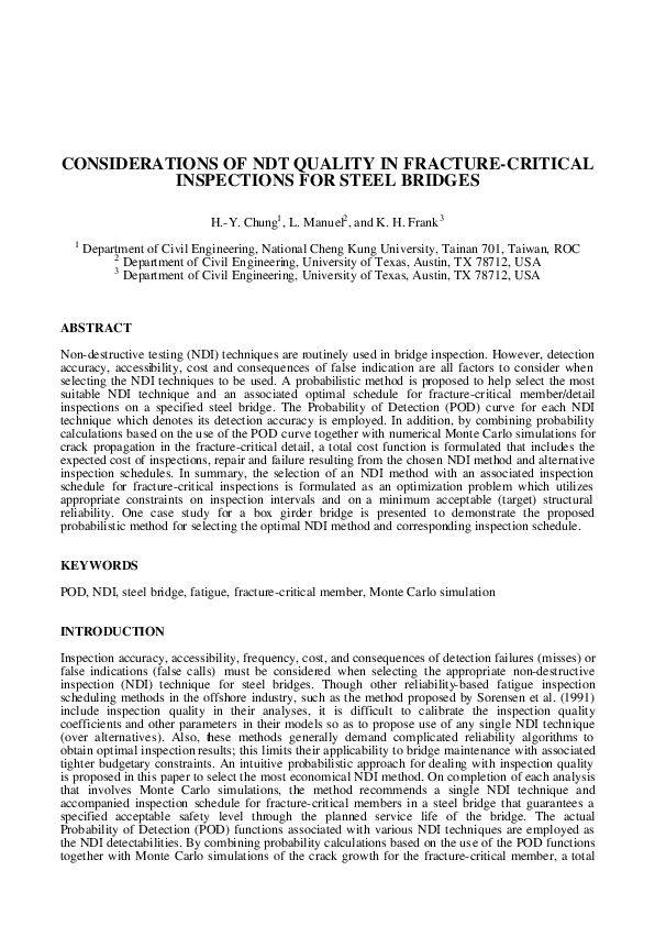 (PDF) Considerations of NDT quality in fracture-critical inspections ...