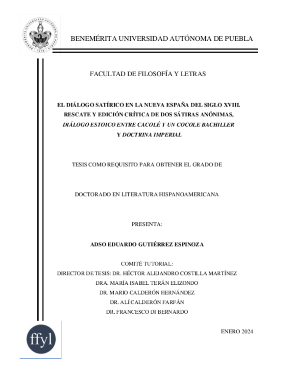 (PDF) El diálogo satírico en la Nueva España del siglo XVIII. Rescate y ...