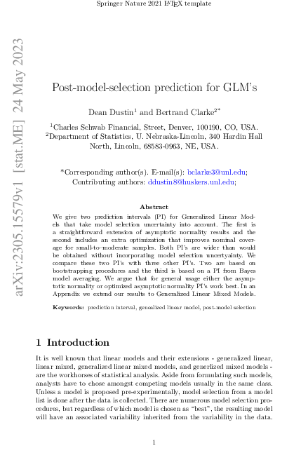 (PDF) Post-model-selection prediction for GLM's