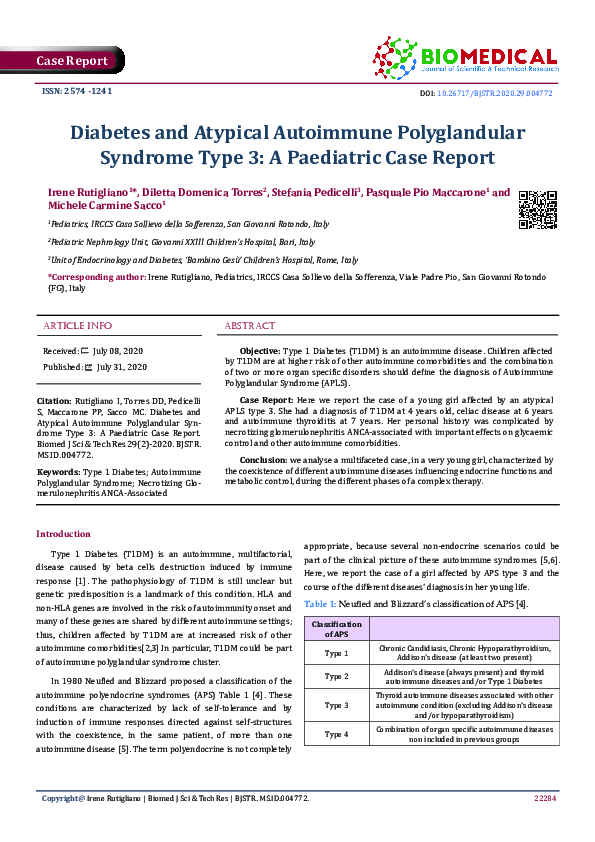 (PDF) Diabetes and Atypical Autoimmune Polyglandular Syndrome Type 3: A ...