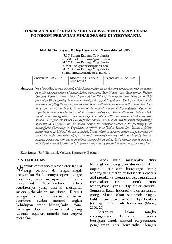 (PDF) Tinjauan ‘Urf Terhadap Budaya Ekonomi Dalam Usaha Fotokopi ...