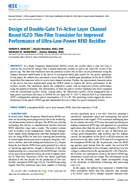(PDF) Design of Double-Gate Tri-Active Layer Channel Based IGZO Thin-Film Transistor for ...