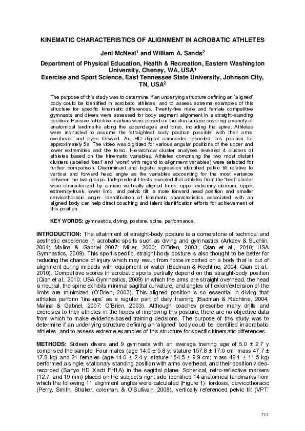 (PDF) Kinematic Characteristics of Alignment in Acrobatic Athletes