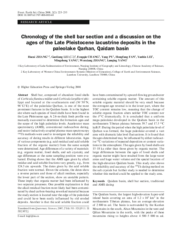 (PDF) Chronology of the shell bar section and a discussion on the ages ...