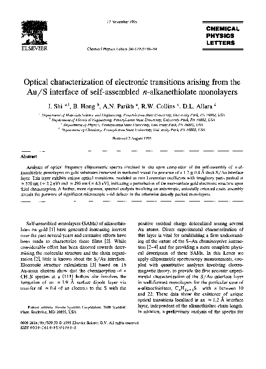 (PDF) Optical characterization of electronic transitions arising from ...