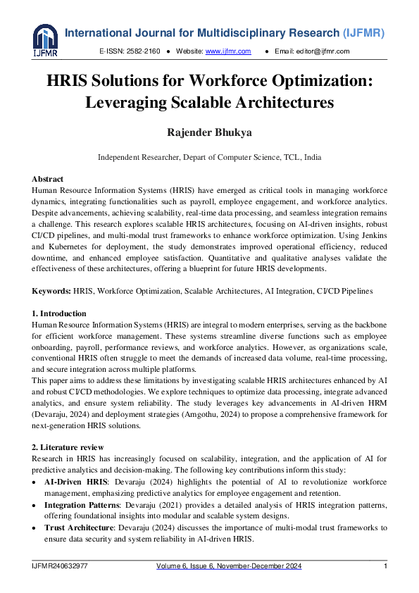 (PDF) HRIS Solutions for Workforce Optimization: Leveraging Scalable ...
