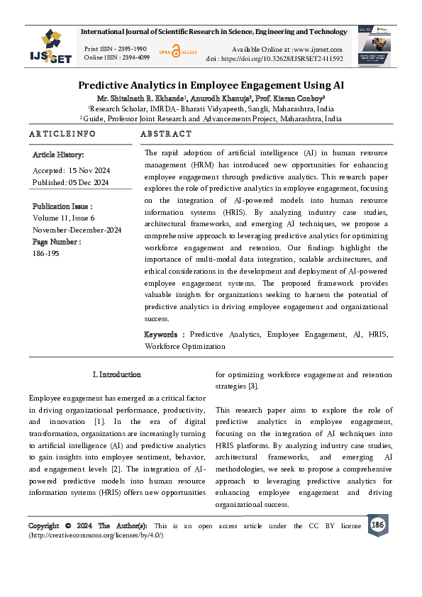 (PDF) Predictive Analytics in Employee Engagement Using AI