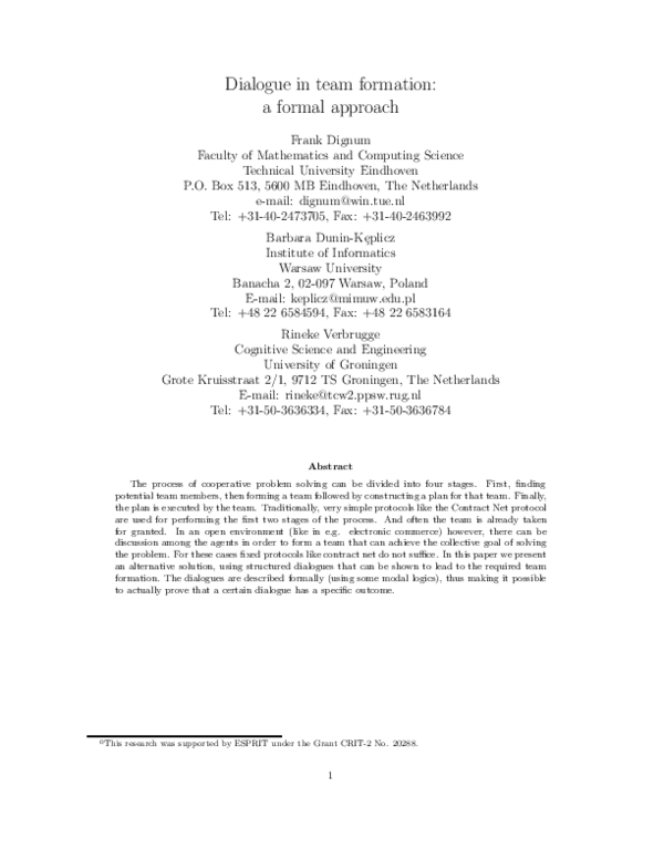 (PDF) Dialogue in Team Formation