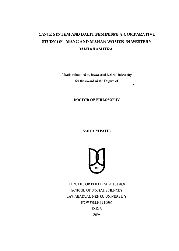 (PDF) Caste System and dalit feminism: a comparative study of mang and mahar women in western ...